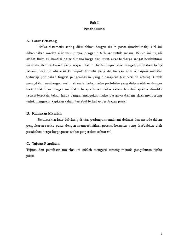 Metode Pengukuran Risiko Pasar | PDF