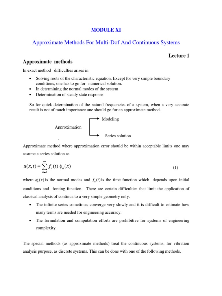 Approximate Methods For Multi-Dof and Continuous Systems | PDF | Eigenvalues And Eigenvectors ...