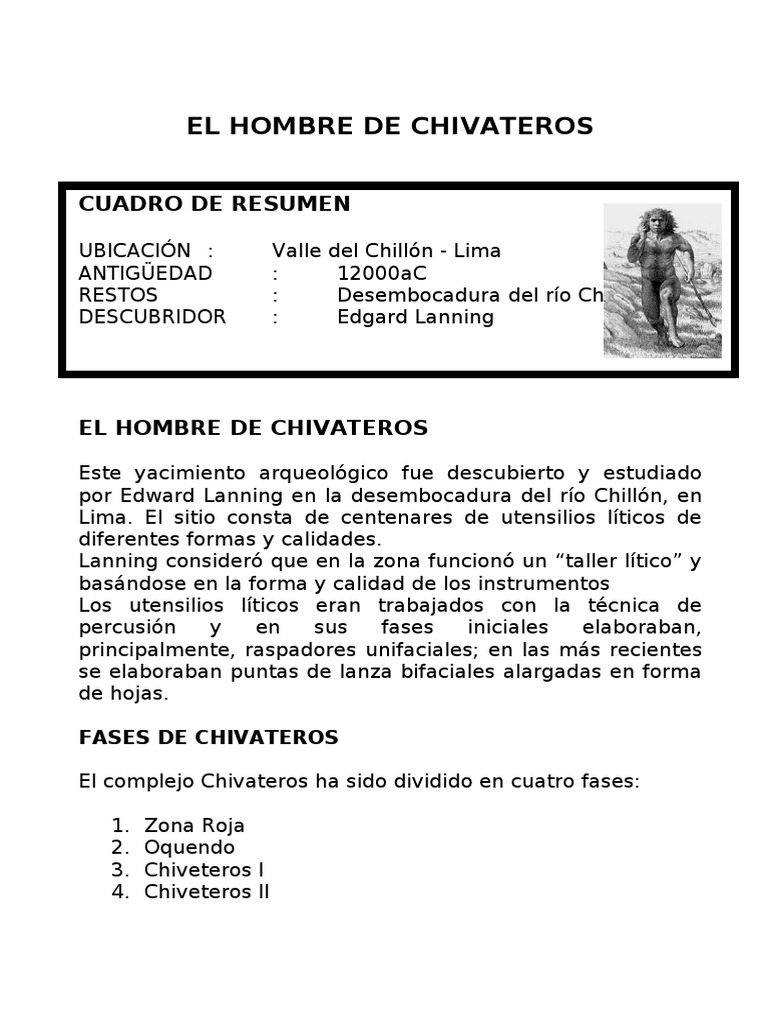 El hombre de Chivateros: un antiguo poblado lítico en el valle del río ...
