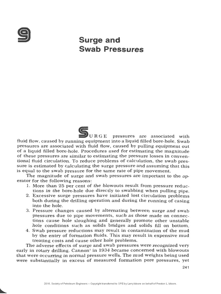 Moore (1974) Swab and Surge Pressures (Drilling Practices Manual) | PDF ...