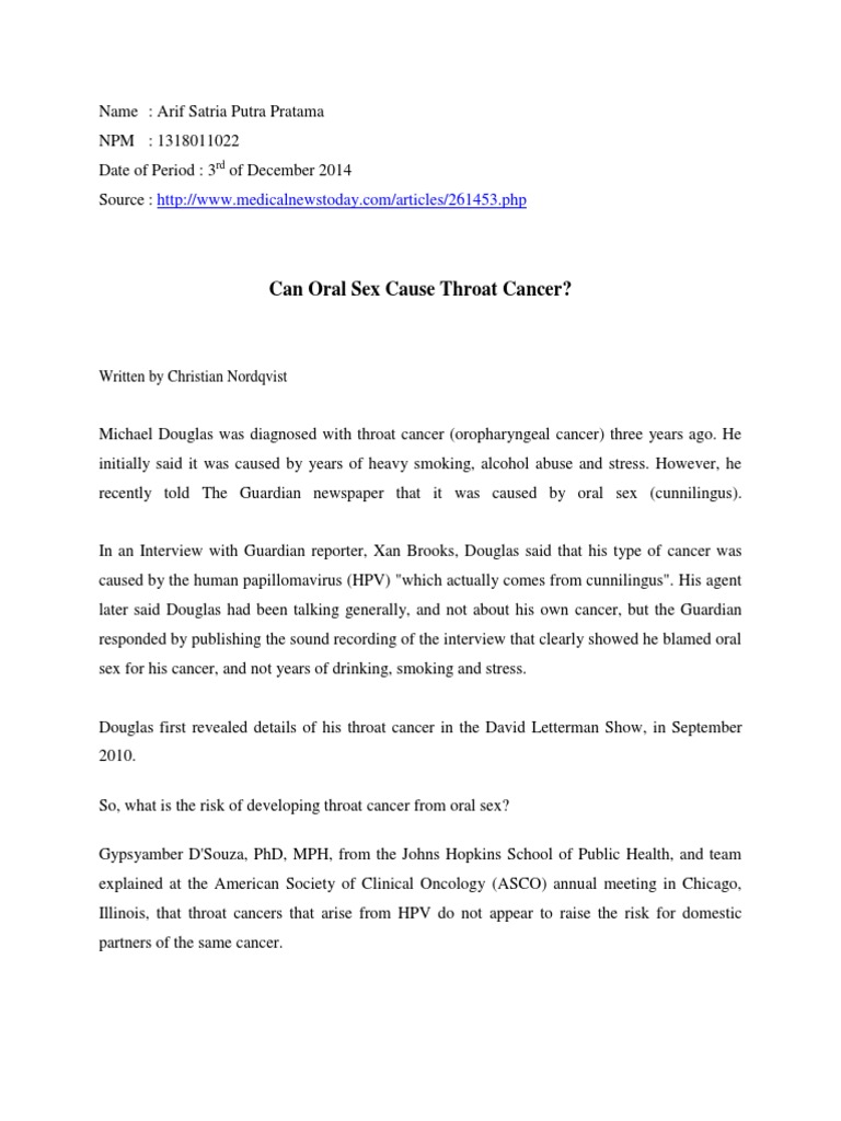 Can Oral Sex Cause Throat Cancer Pdf Head And Neck Cancer Oral Sex