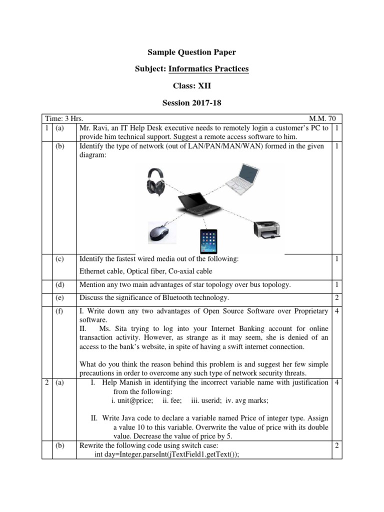 Class XII Informatics Practices Paper | PDF | Computer Network | Internet