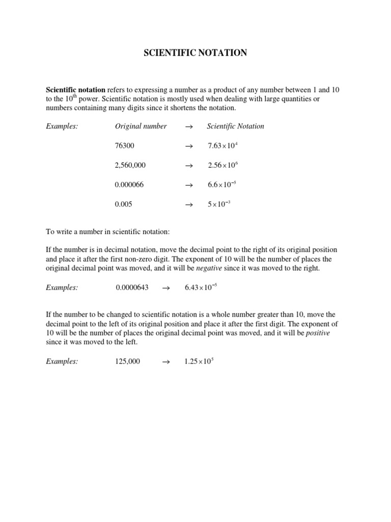 Scientific Notation Review 0-40 PDF | PDF | Numbers | Elementary ...