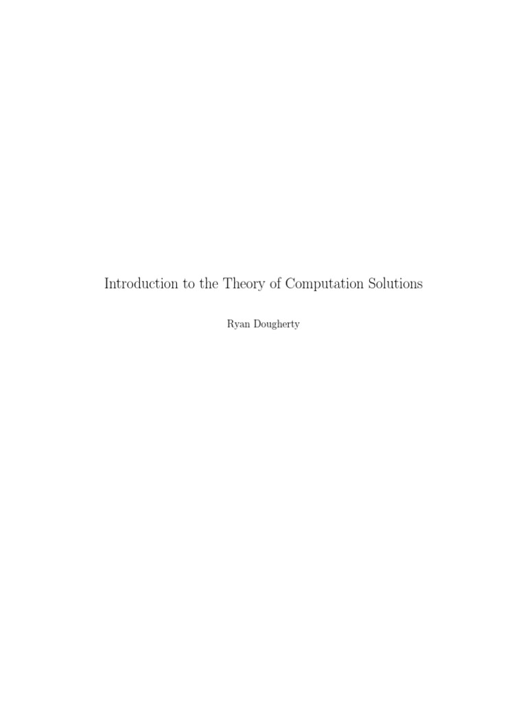 Introduction To The Theory of Computation Solutions Master | PDF | Theory Of Computation ...