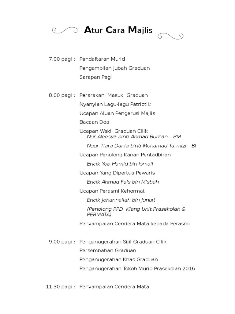 Aturcara Majlis Graduasi | PDF