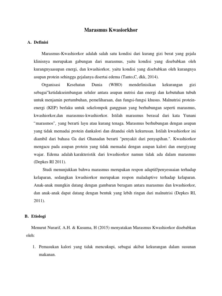 Narasi Woc Marasmus Kwasiorkor | PDF