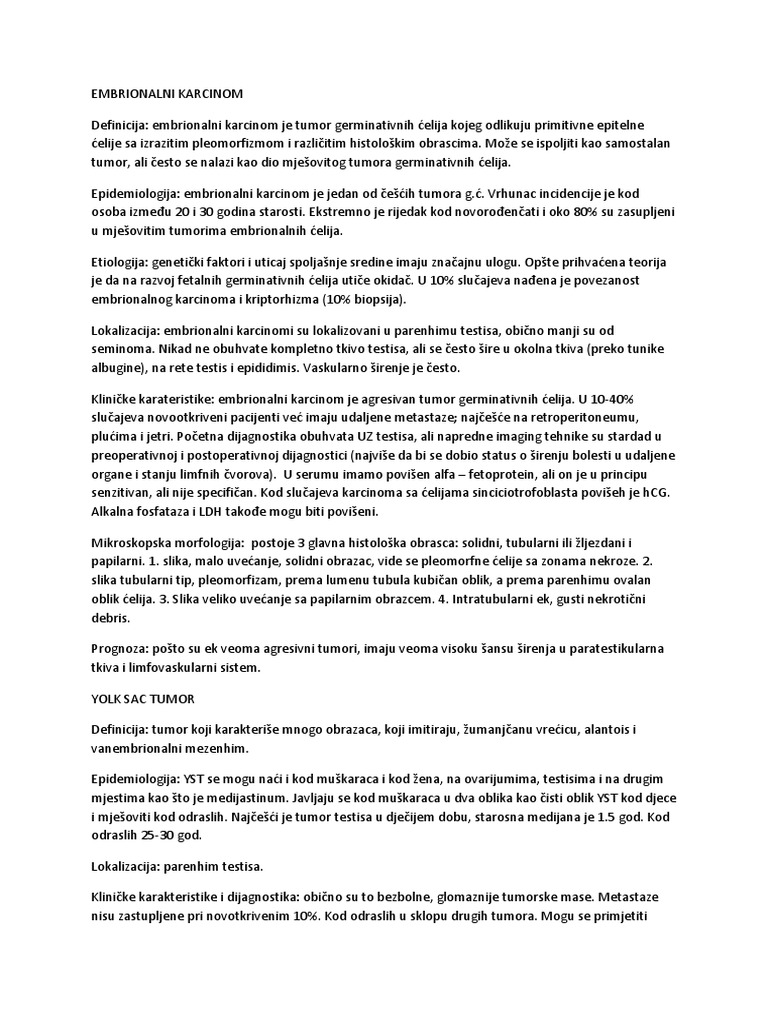 Embrionalni Karcinom | PDF