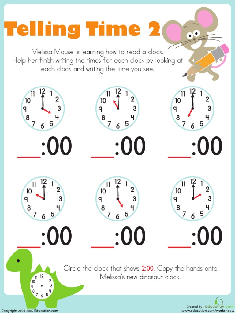 Telling Time 2 Kindergarten | PDF | Nature