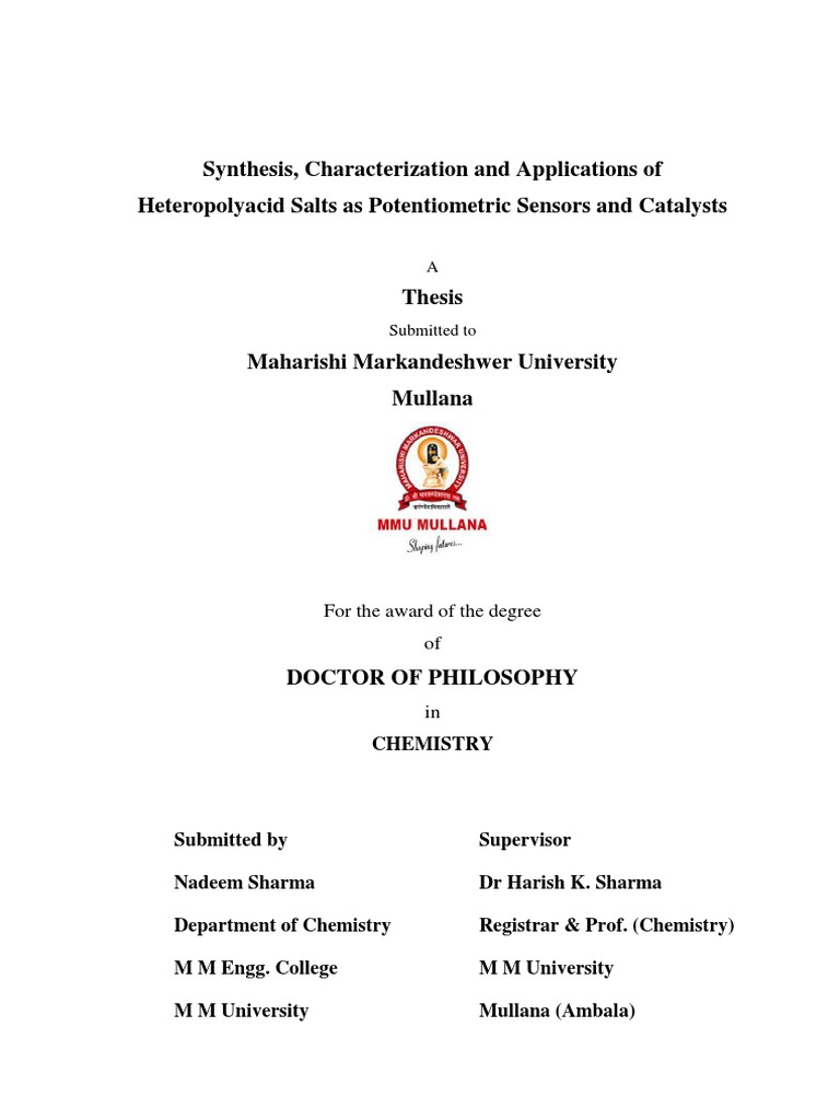 Synthesis, Characterization and Applications of Heteropolyacid Salts As ...