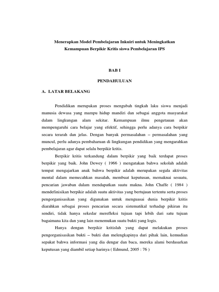 Menerapkan Model Pembelajaran Inkuiri Untuk Meningkatkan Kemampuan ...