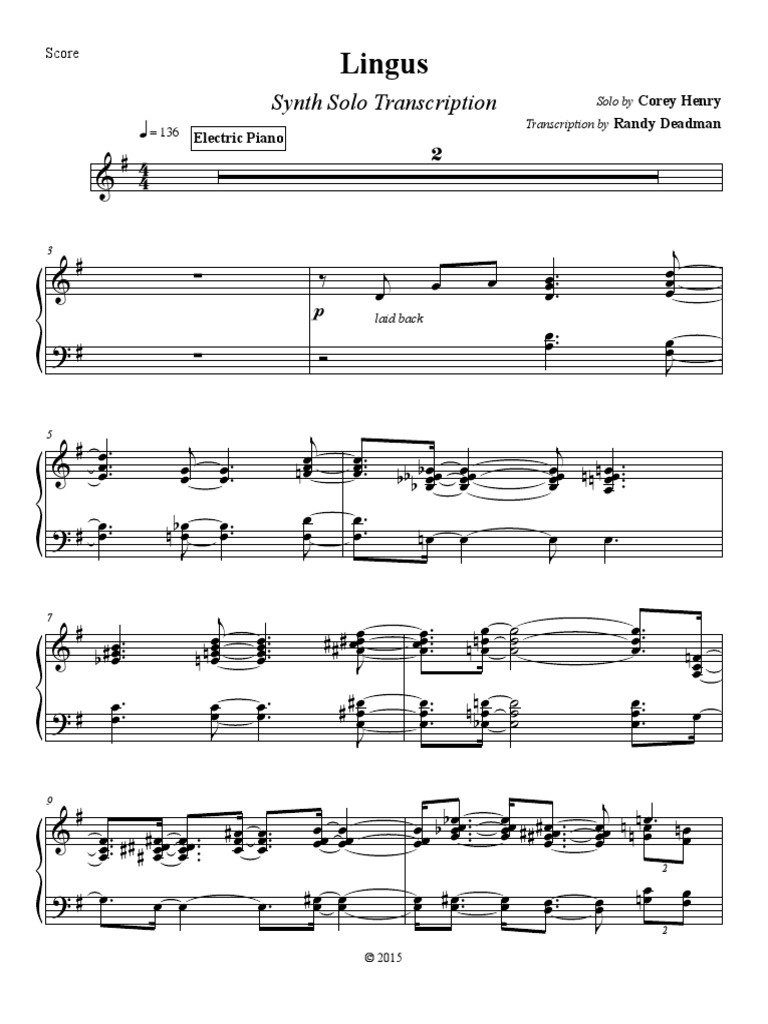 Lingus (Synth Solo Transcription) PDF | PDF