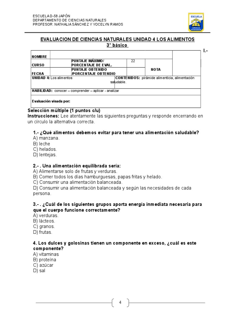 Prueba Alimentos | PDF | Vegetales | Alimentos
