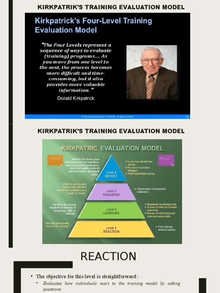 Kirkpatrick's Training Evaluation Overview | PDF | Educational ...