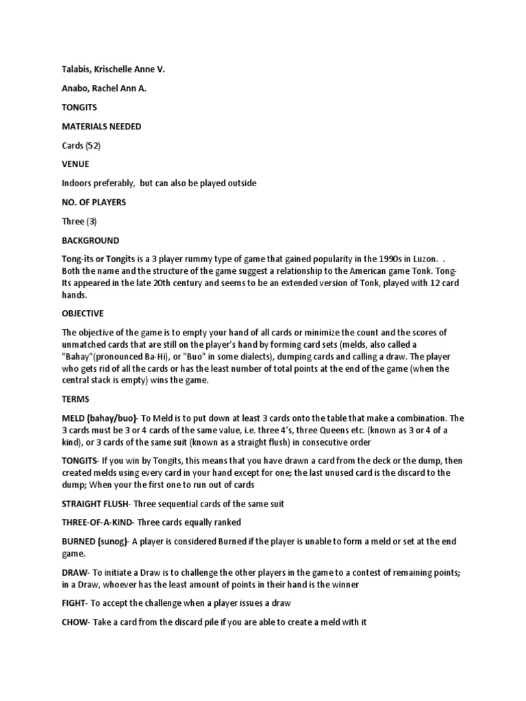 Tong Its | PDF | Card Games | Gambling