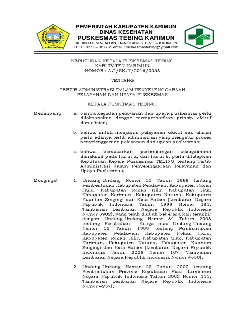 1.2.5.ep.10. SK Tertib Administrasi Dalam Penyelenggaraan Pelayanan ...