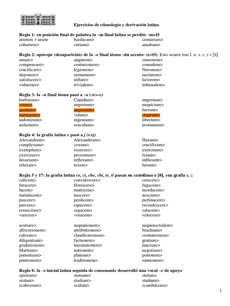 Actividades de derivación | Lengua española | latín