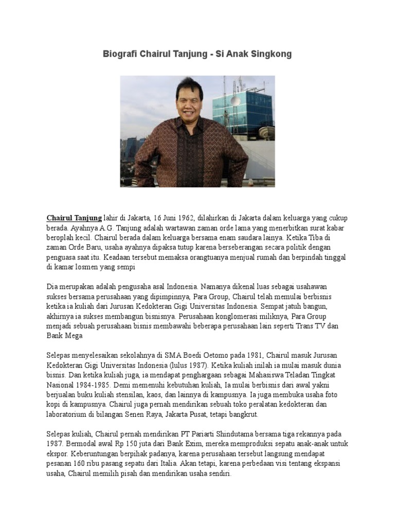 Biografi Chairul Tanjung | PDF