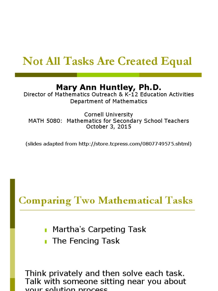 Math Tasks | PDF | Classroom Management | Project Based Learning