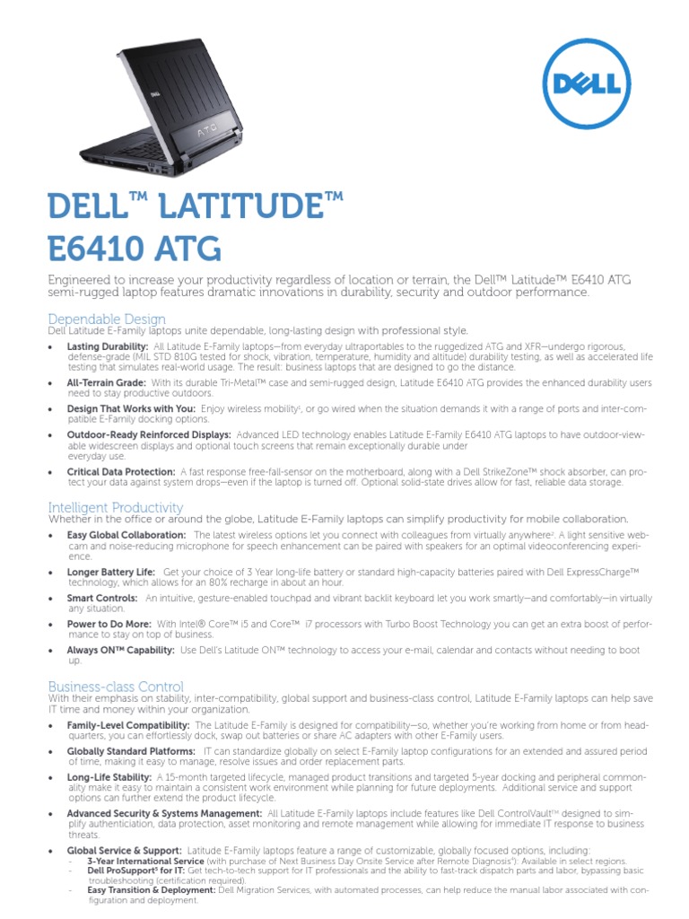 Latitude E6410 Atg Specsheet FR | PDF | Laptop | Windows Vista