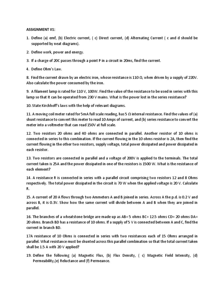 Question Bank (ECE) | PDF | Series And Parallel Circuits | Ac Power