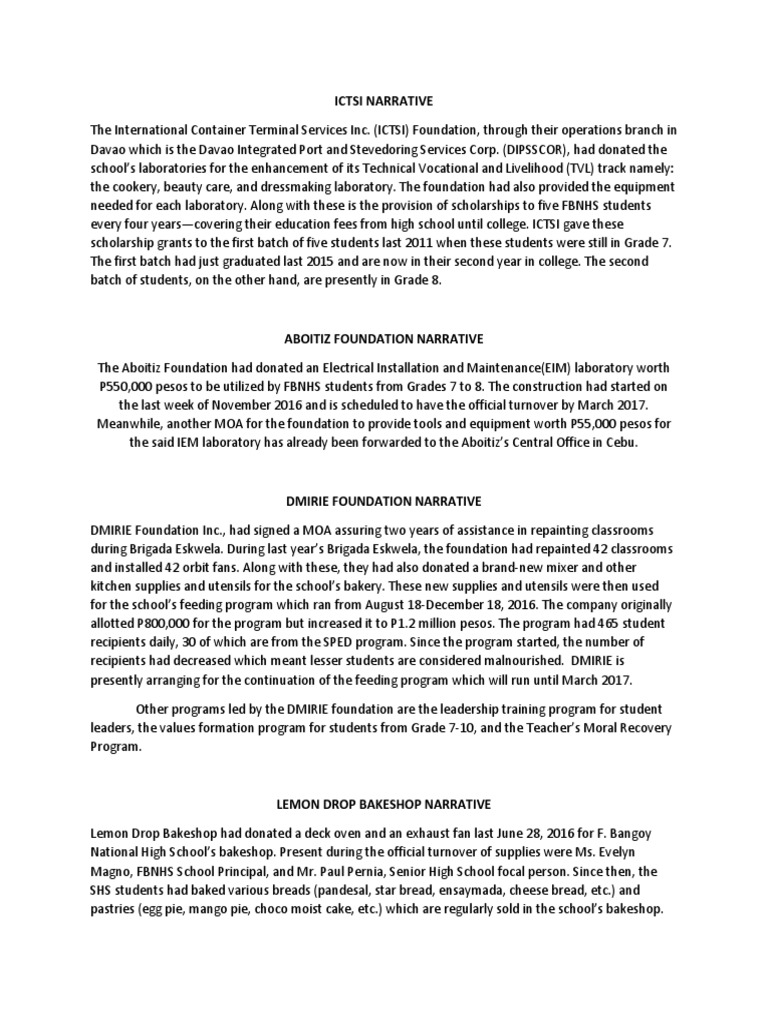 ICTSI Foundation Inc | PDF | Baking | Cuisine