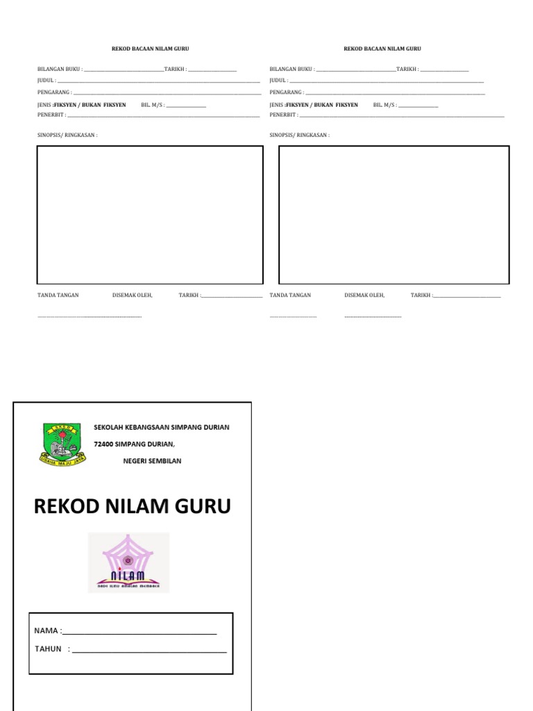 Rekod Bacaan Nilam Guru Pdf