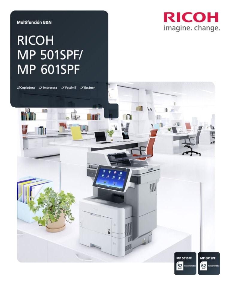 Folleto MFP Ricoh MP 501 | PDF | Fax | Pantalla táctil