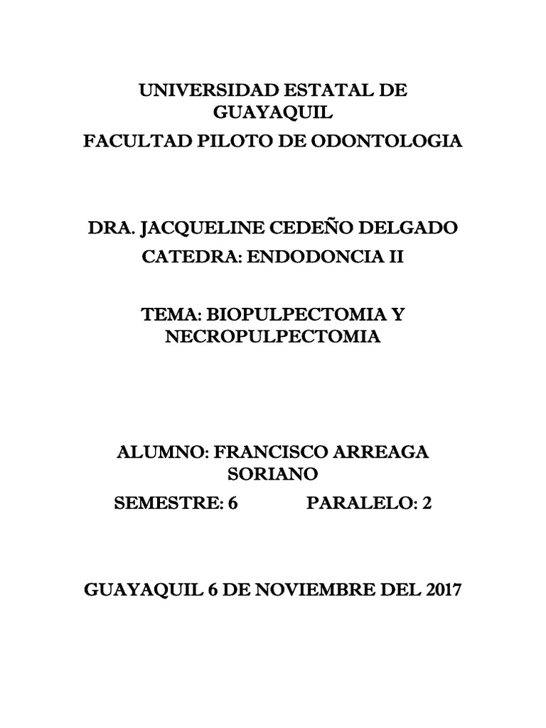 Biopulpectomia y Necropulpectomia | PDF | Medicina CLINICA | Medicina