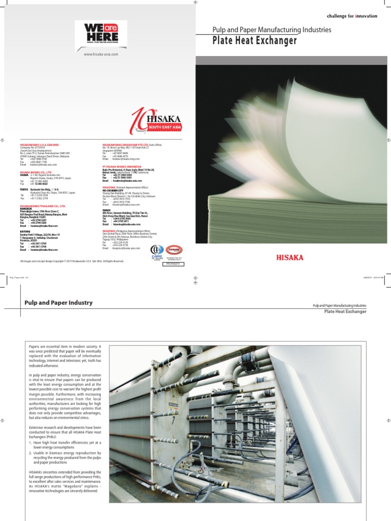 Plate Heat Exchanger: Pulp and Paper Manufacturing Industries | PDF ...