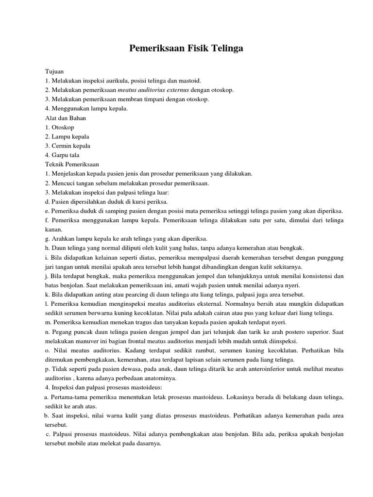 Pemeriksaan Membran Timpani | PDF