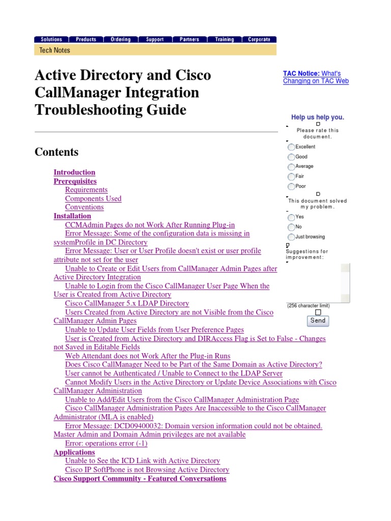 Active Directory and Cisco CallManager Integration Troubleshooting ...