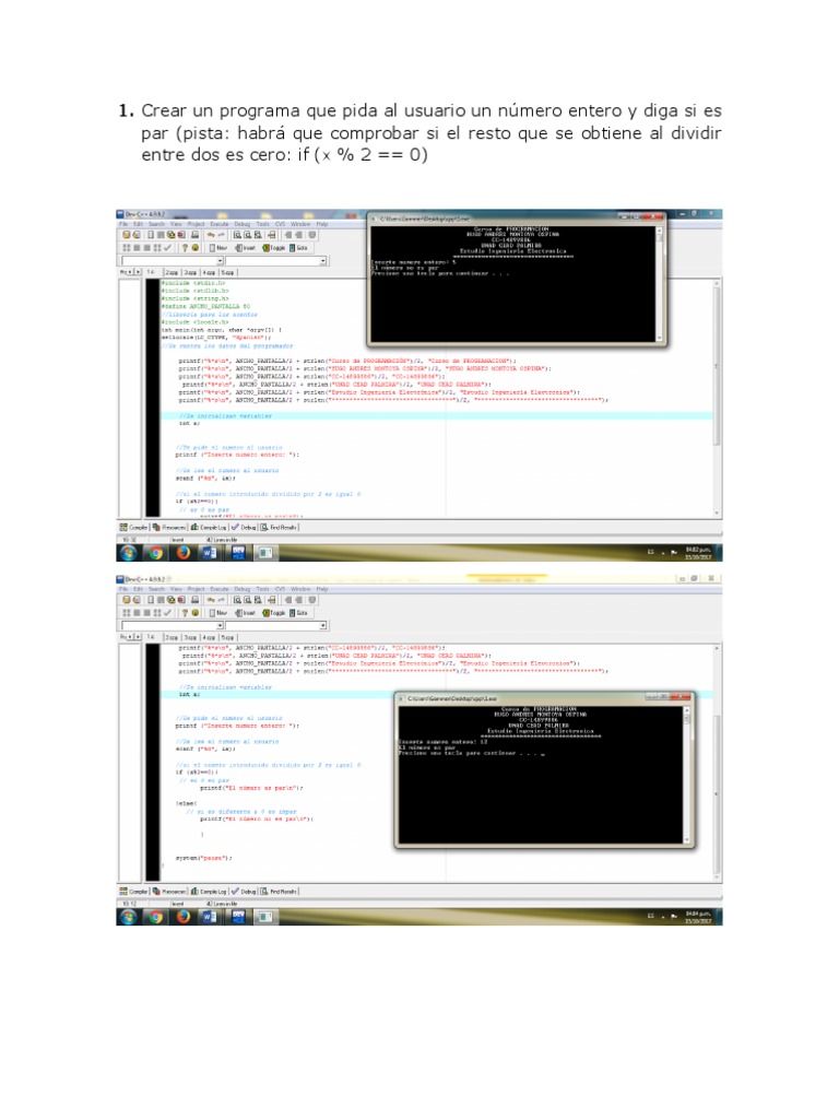 Crear Un Programa Que Pida Al Usuario Un Número Entero y Diga Si Es Par ...