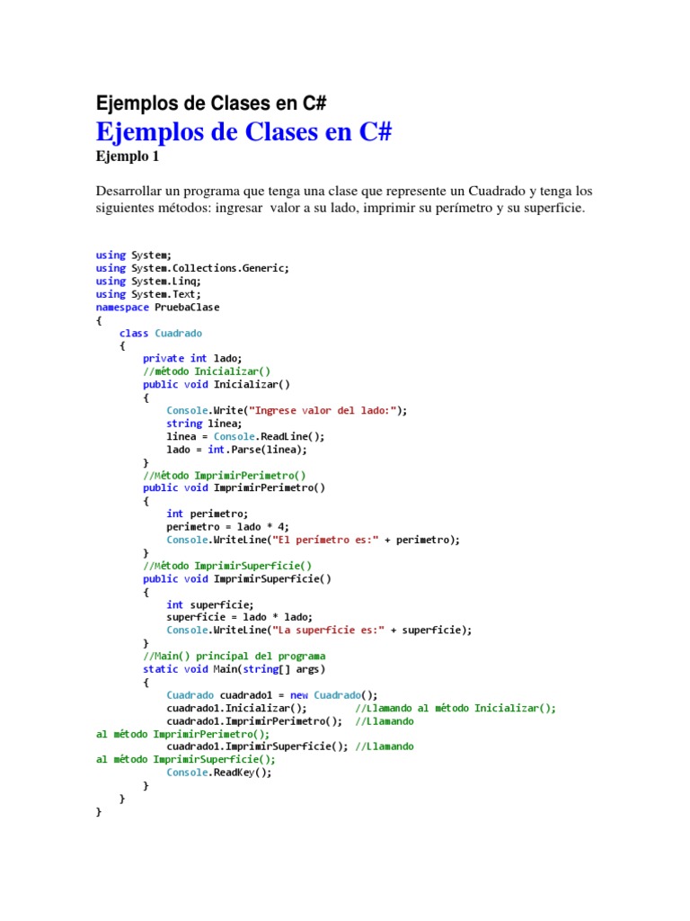 Ejemplos de Clases en C | PDF | Constructor (Programación Orientada a ...