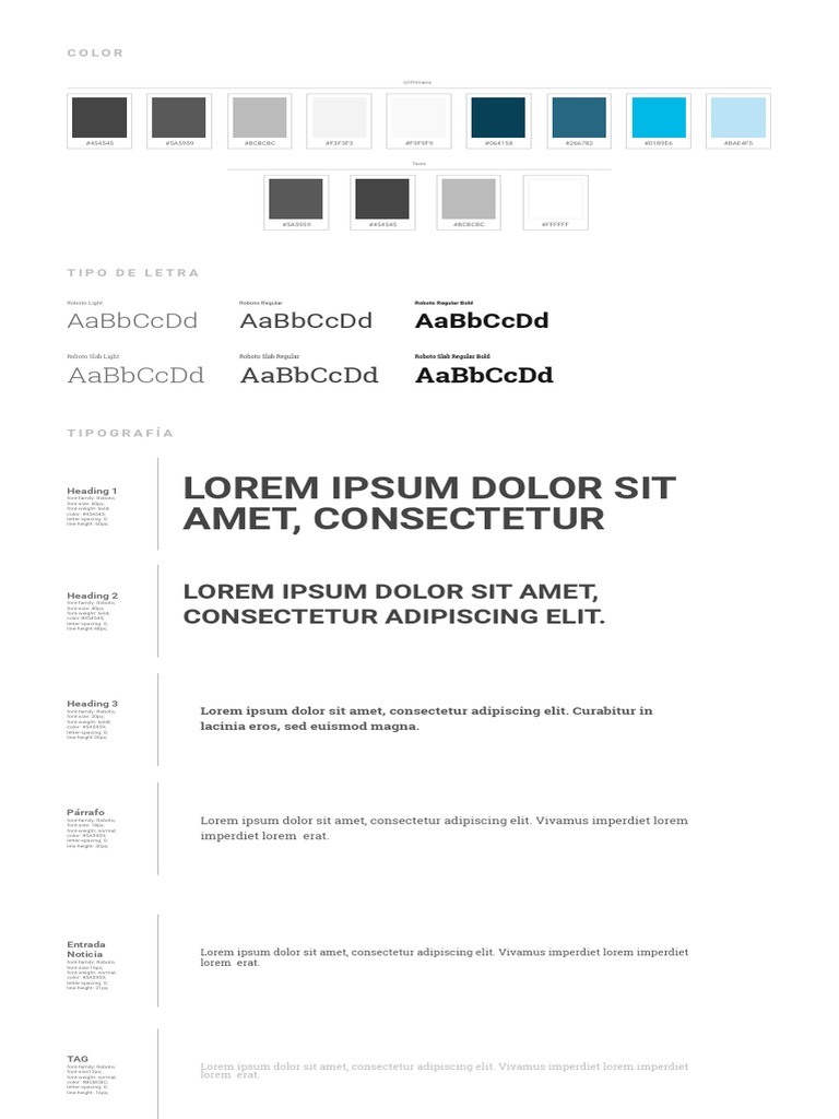 Style Guide Document Detailing Typography, Colors, and Fonts for ...