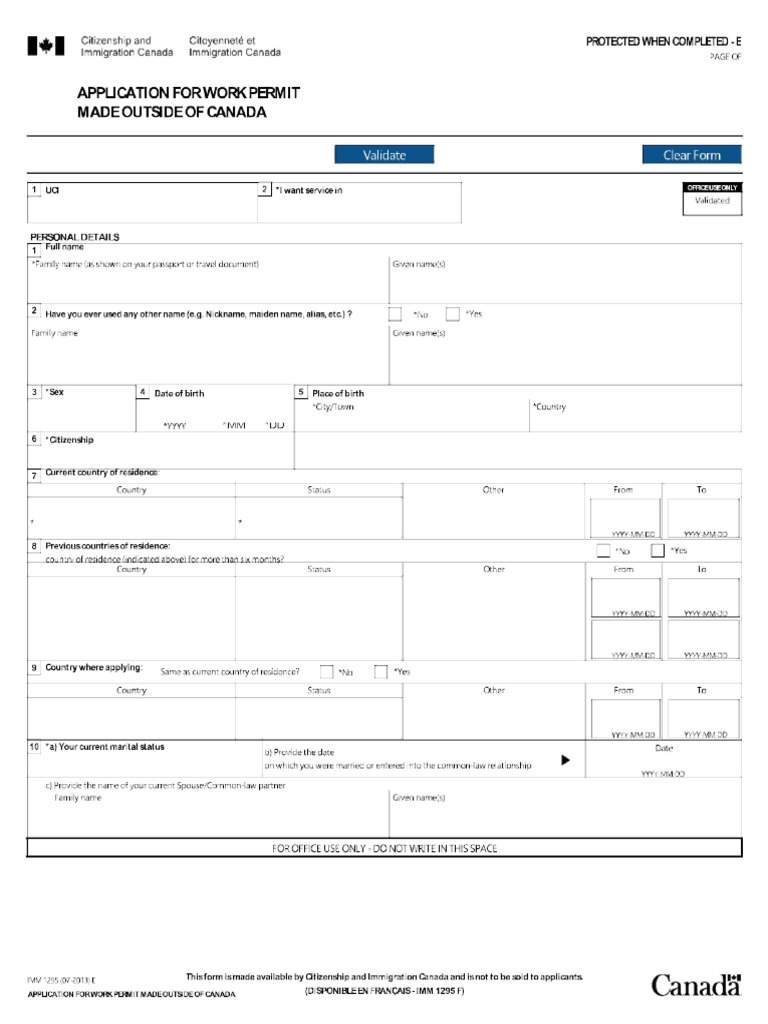 Canada Visa Application Form | PDF