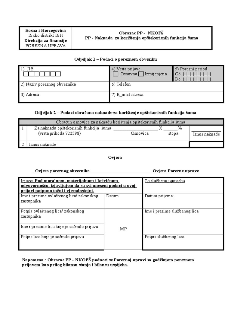 DFPU-Obrazac PP-NKOFS-Naknada Za Koristenje Opstekorisnih Funkcija Suma ...