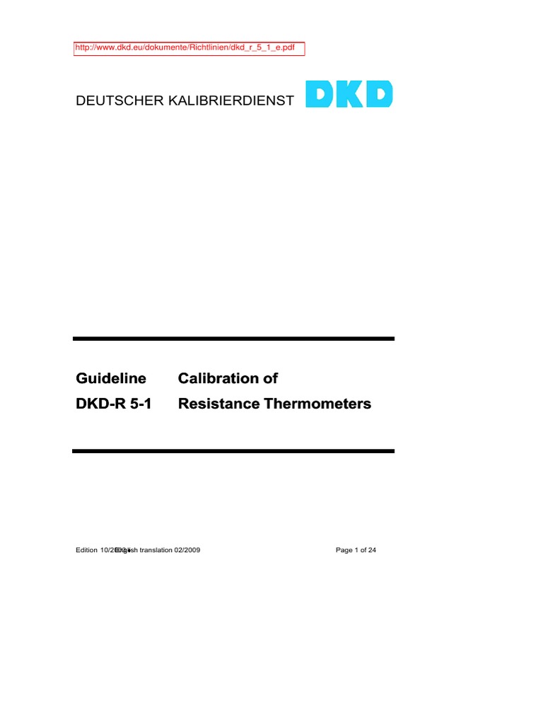 DKD R 5 1 e Resistance Thermometers - Thermometer - Calibration | PDF ...