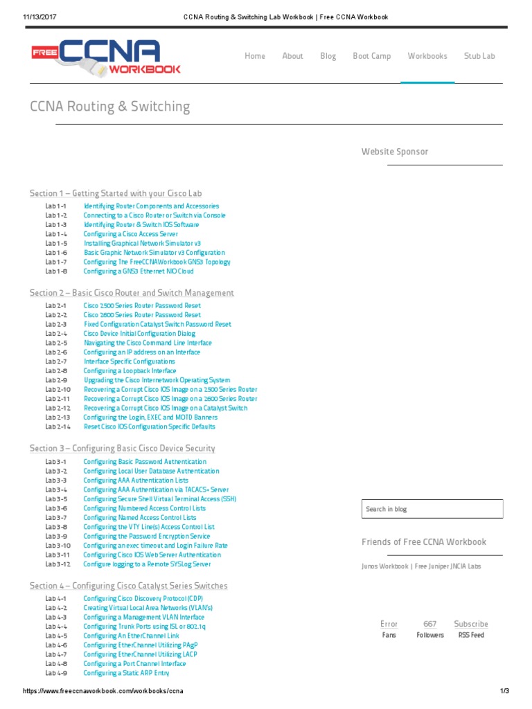 CCNA Routing & Switching Lab Workbook - Free CCNA Workbook | PDF | Data Transmission | Internet ...