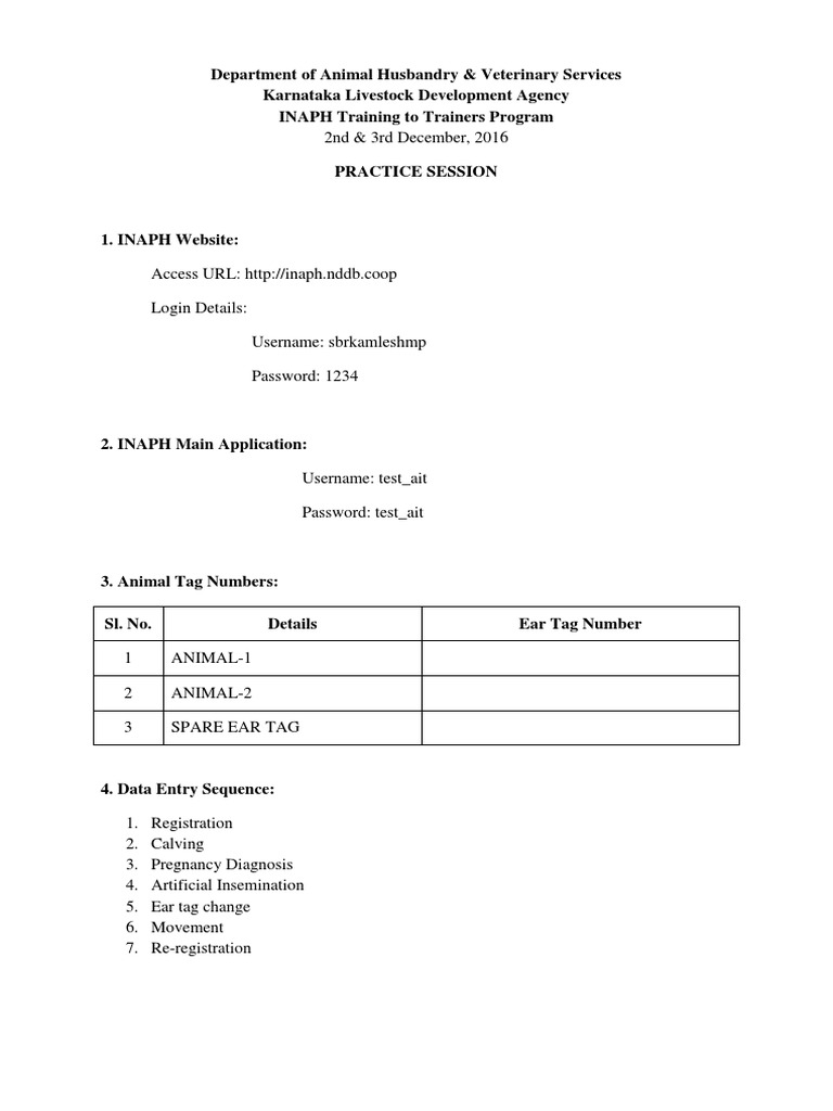 INAPH ToT Practice | PDF | Calf | Bovines