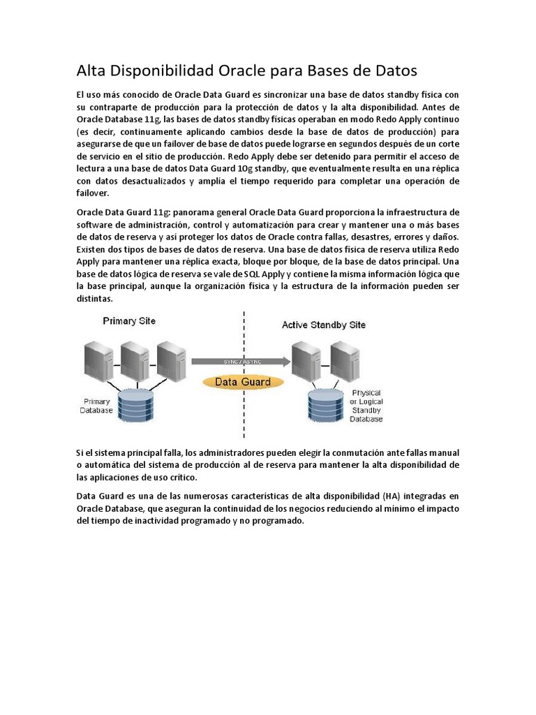 Alta Disponibilidad Oracle Para Bases de Datos | Base de datos Oracle ...
