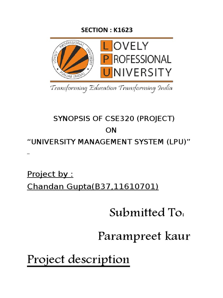 Synopsis LPU UMS | PDF | Graphical User Interfaces | Data Management