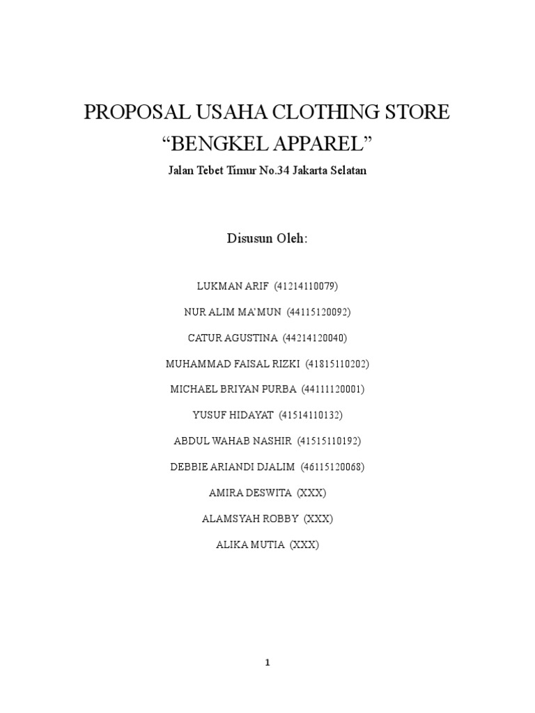 Contoh Proposal Usaha Clothing | PDF