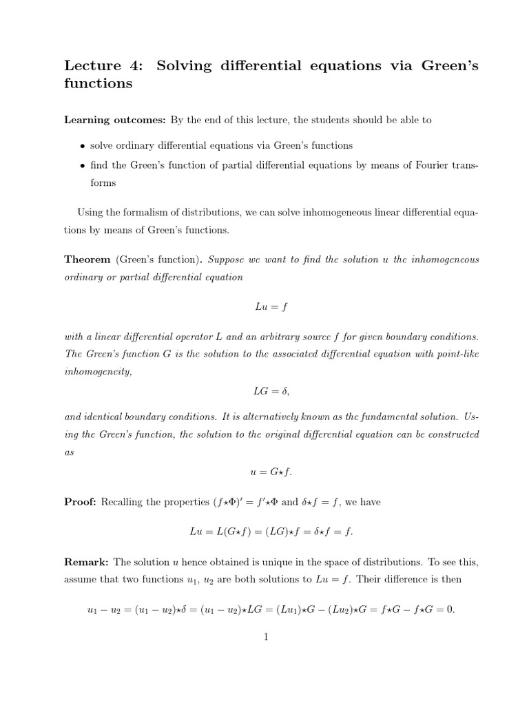 Balakrishnan Green Function | PDF | Green's Function | Differential ...