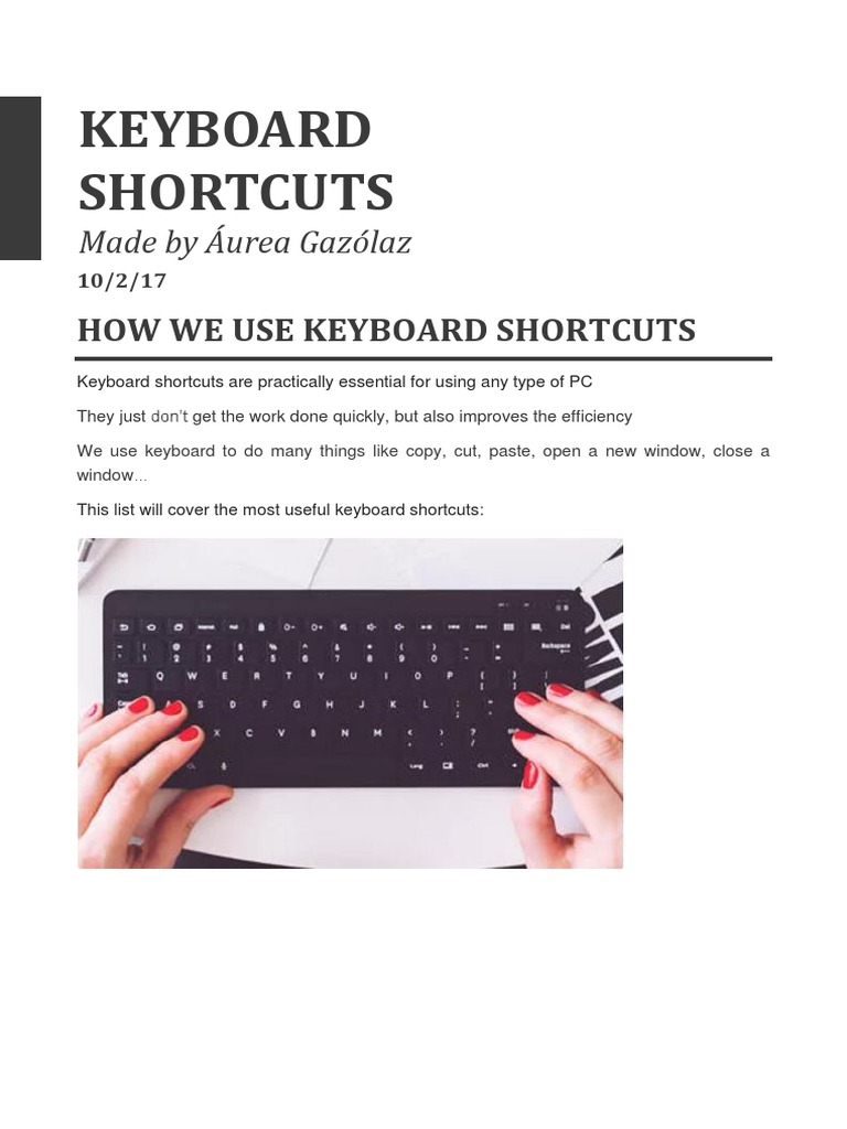 Keybord Shortcuts v1 | PDF | Keyboard Shortcut | Control Key