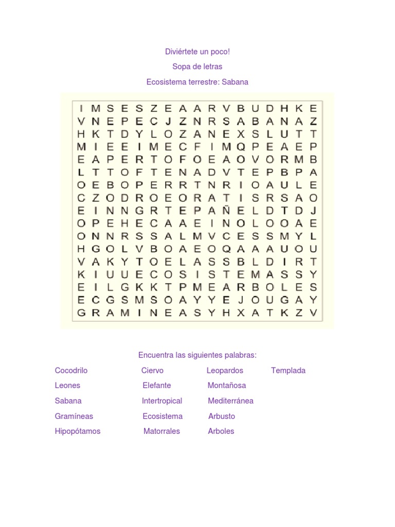Sopa De Letras De Ecosistema Para Imprimir Sociales Utilizando Las TIC