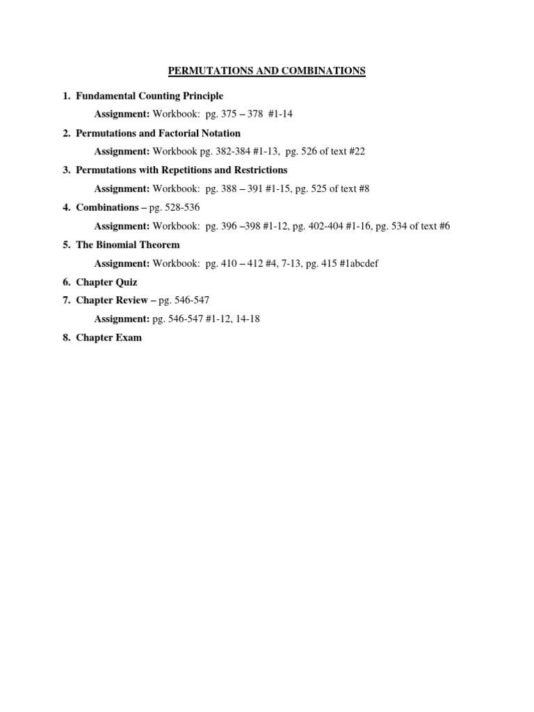 M30-1 CH 7 Permutations and Combinations Student Notes | PDF ...