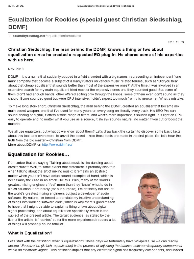 Equalization Fundamentals: A Guide to the Basic Types of EQ Filters and Their Uses | PDF ...