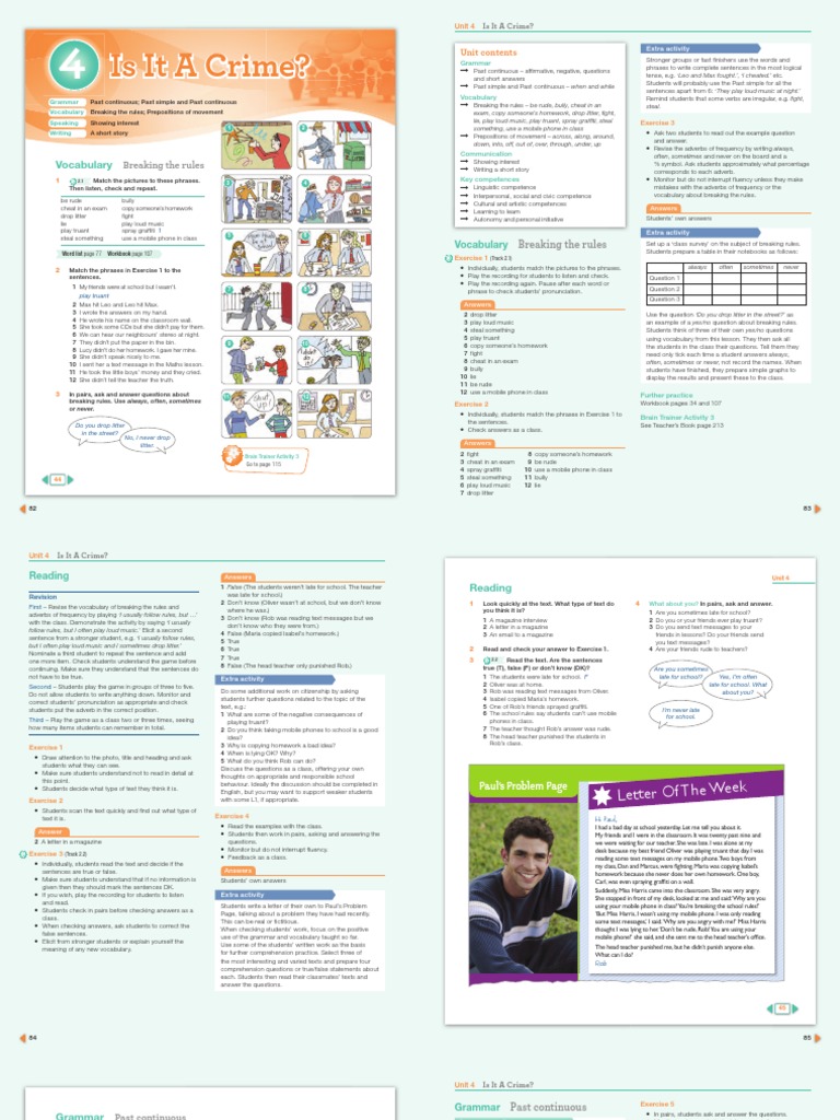 Crimes - English Intermediate Vocabulary | PDF | Question | Reading ...
