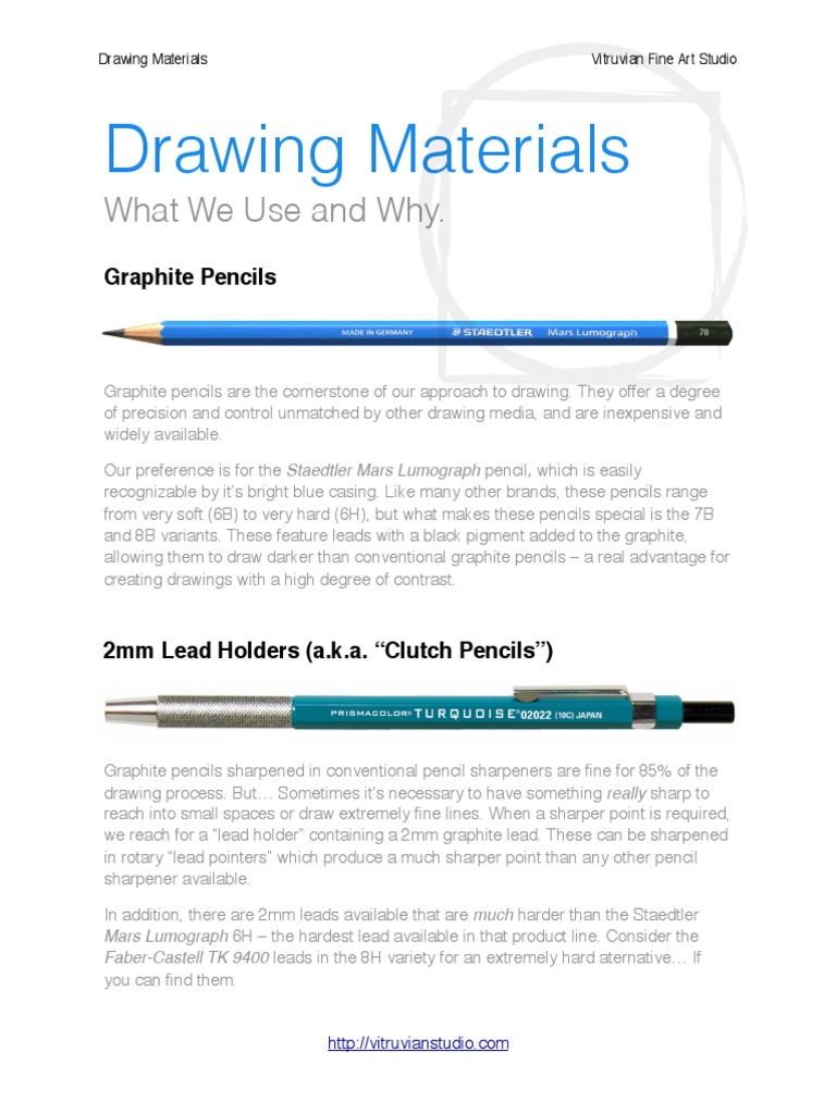 Drawing Materials Guide | PDF | Pencil | Drawing
