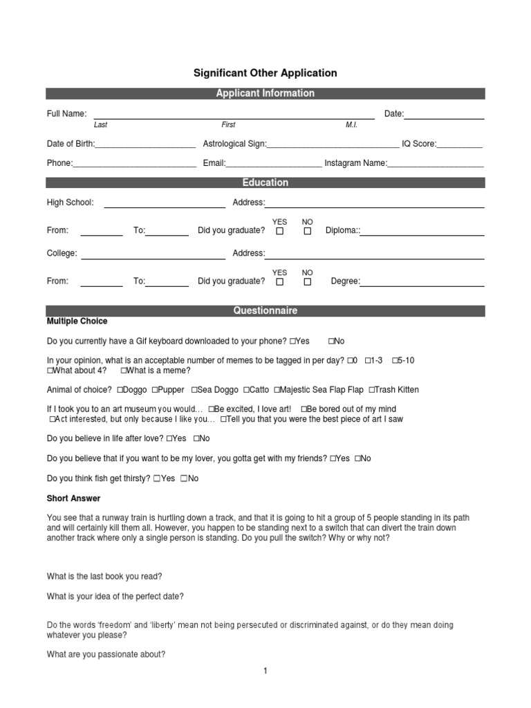 Significant Other Application | PDF | Reality